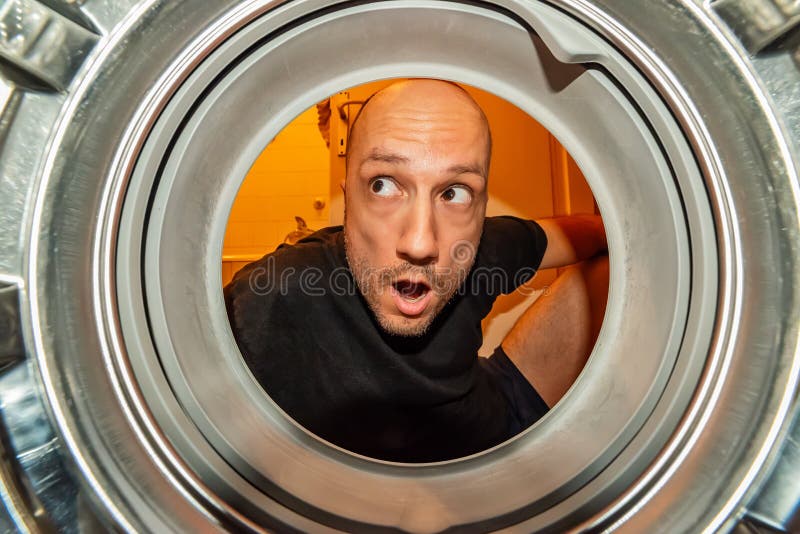 Portrait of Man View from Washing Machine Inside. What is that Thing ...