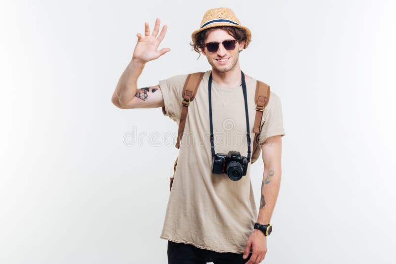 Portrait of a Man Waving His Hand Stock Image - Image of communication ...