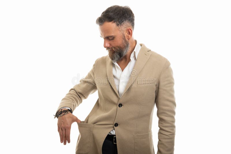 Portrait of Man Wearing Smart Casual Clothes Checking Empty Pocket ...