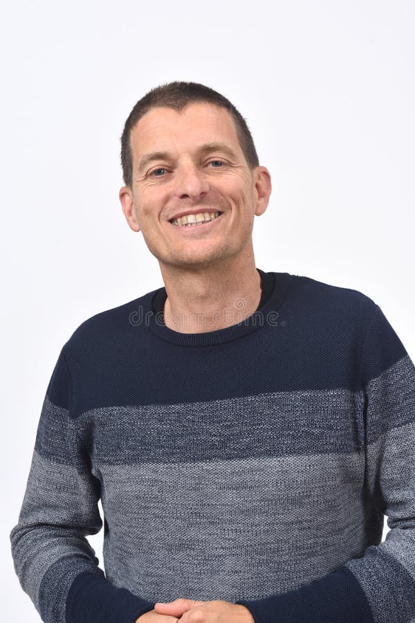 Portrait of Man on White Background Stock Image - Image of background ...