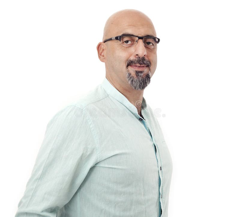 Portrait of Man on White Background Stock Image - Image of muslim ...