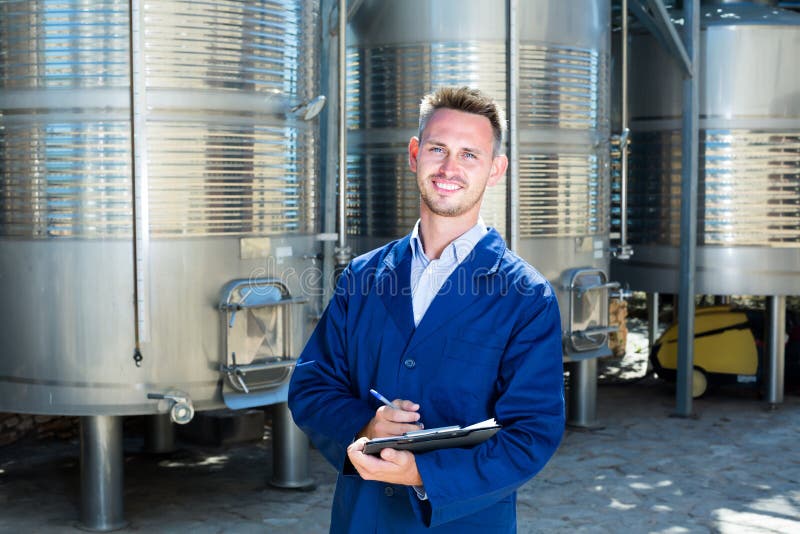 Portrait of Man Worker on Wine Factory Stock Image - Image of quality ...