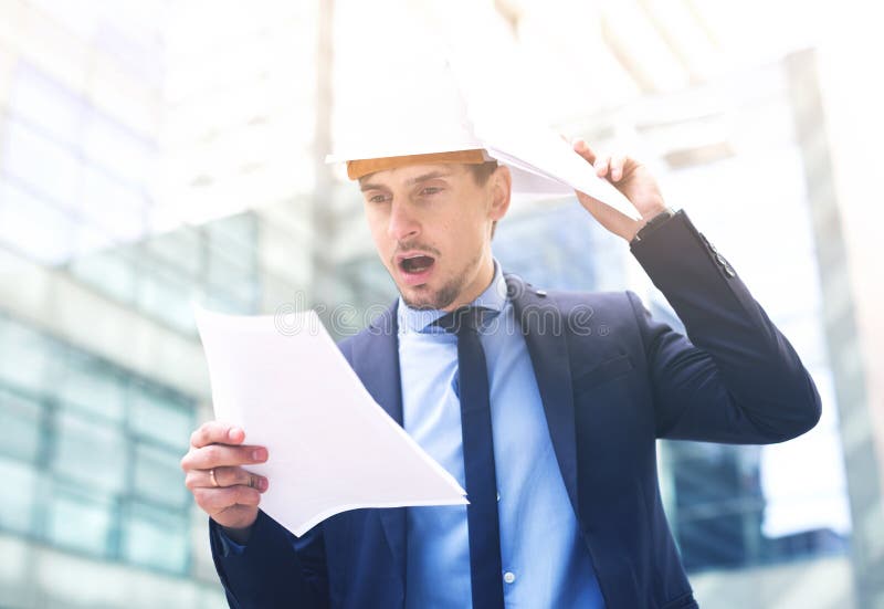 Portrait of Man Working Outdoors Stock Photo - Image of hard, device ...