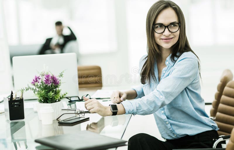 Portrait of Manager Finance in the Workplace in a Modern Office Stock ...