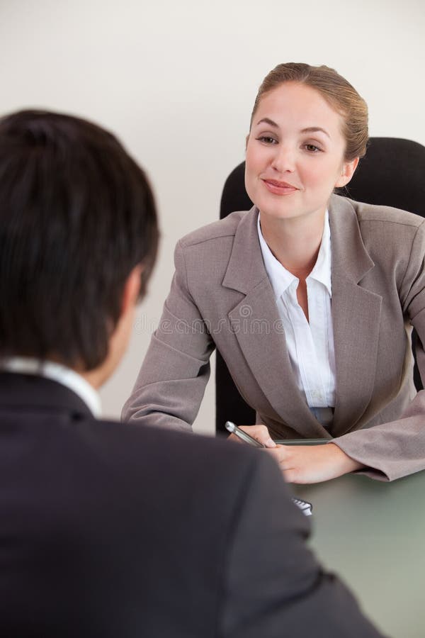 Portrait of a Manager Interviewing a Male Applicant Stock Image - Image ...