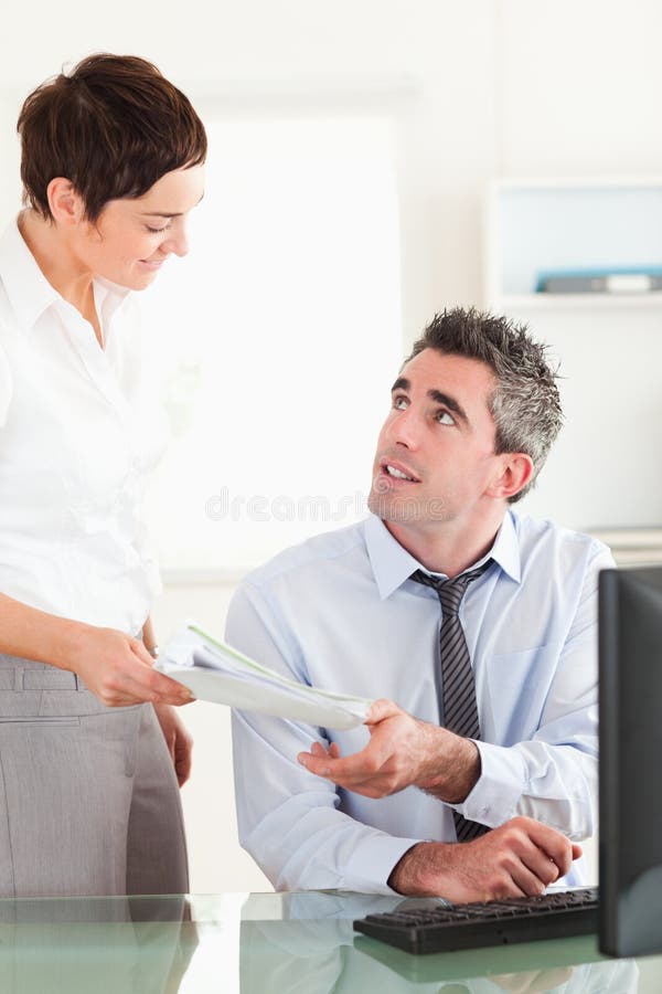 Portrait of a Manager Receiving a Document Stock Photo - Image of ...