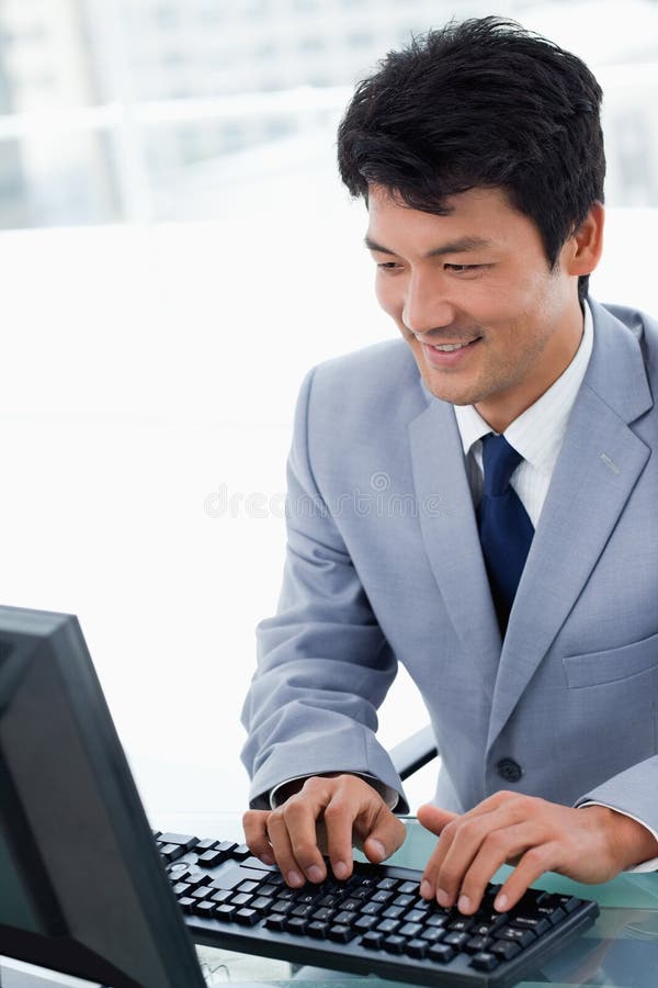 Portrait of a Manager Using a Computer Stock Photo - Image of computer ...