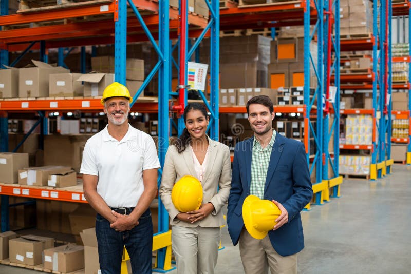 Portrait of Managers are Holding Hard Hat and Posing Stock Image ...