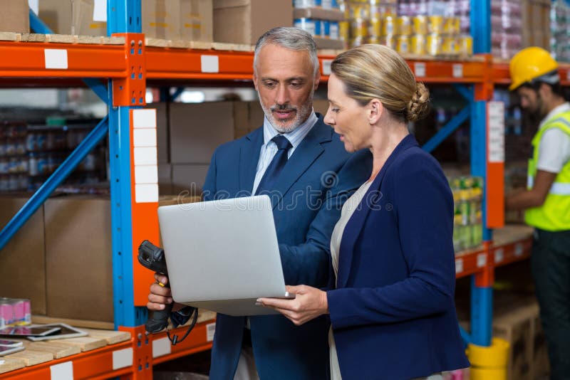 Portrait of Managers are Looking a Laptop Stock Image - Image of ...