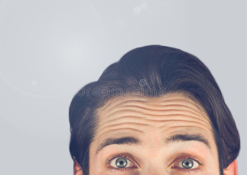 Portrait Of Mans Top Of Head With Grey Background Stock Image - Image ...
