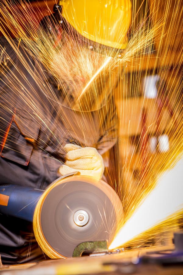 Handyman Use Grinder at Work Stock Image - Image of labor ...
