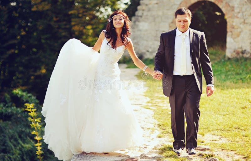 Wedding Portrait of a Young Married Couple Stock Image - Image of ...