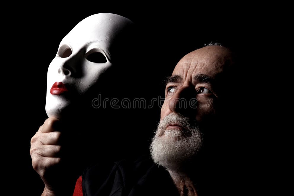 Portrait with mask stock image. Image of father, play - 8398497