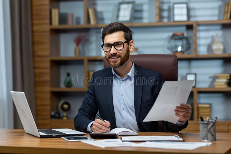Portrait of Mature Businessman Inside Office at Workplace, Man with ...