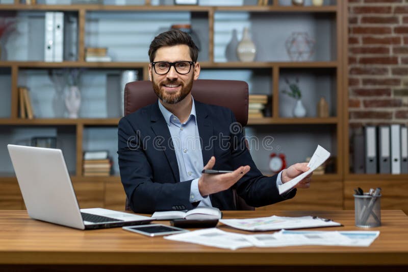 Portrait of Mature Businessman Inside Office at Workplace, Man with ...