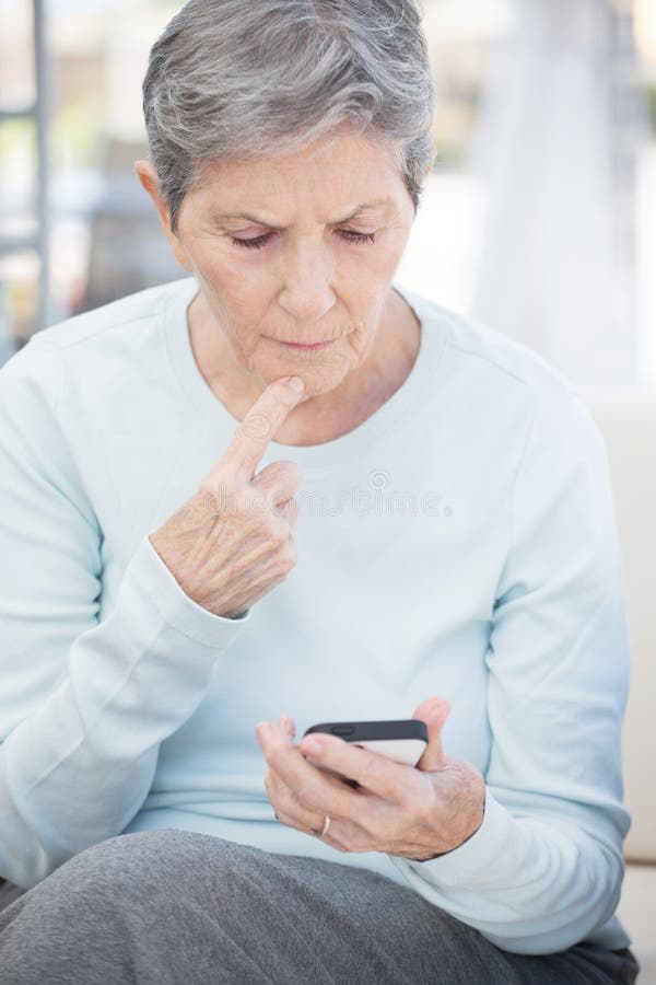 Portrait of a Mature Elderly Woman Texting. Stock Image - Image of ...