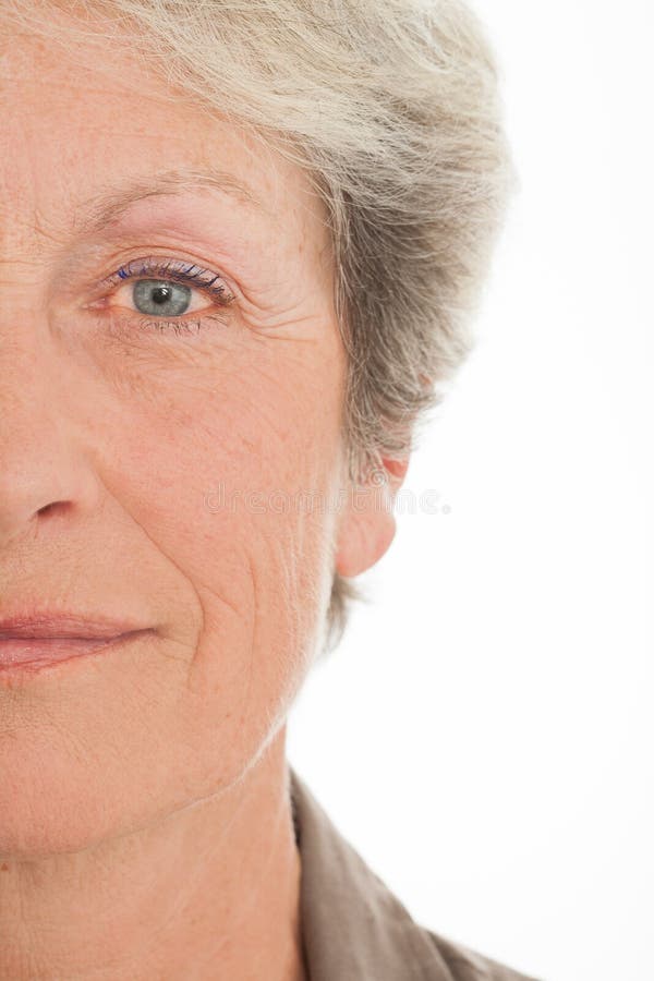 Elderly woman`s face stock image. Image of womans, hair - 135802327