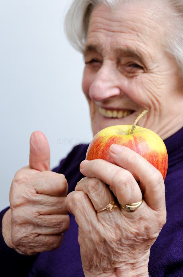 Portrait of Mature Woman Smiling Stock Photo - Image of finger ...