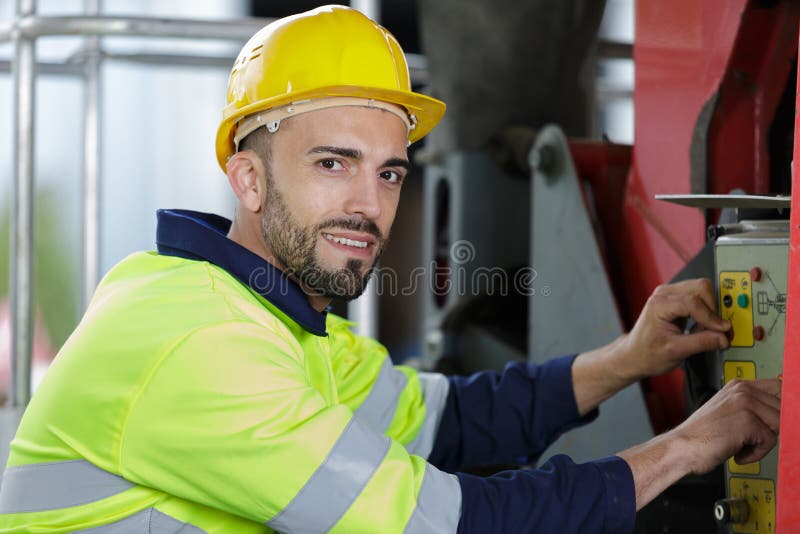 Portrait Mechanic Engineer with Machine Stock Photo - Image of machine ...