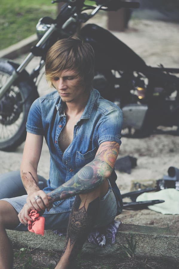 Portrait of a Mechanic at Work in His Garage Stock Image - Image of ...