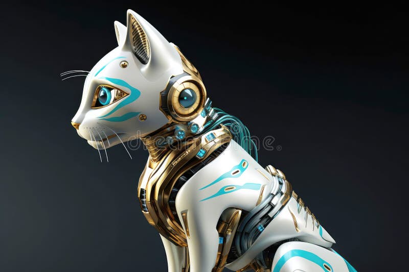 Portrait of a Mechanical Cat Robot. Futuristic Technology. the Concept ...