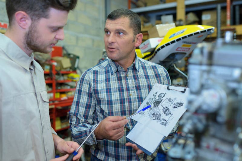 Portrait Mechanical Engineering Checking Drawing Stock Image - Image of ...