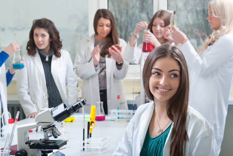 Portrait of Medical Students Stock Image - Image of looking, microscope ...