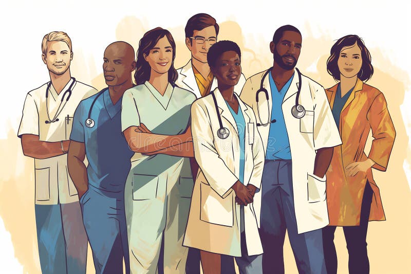 Portrait of a Medical Team, Illustration Stock Illustration ...