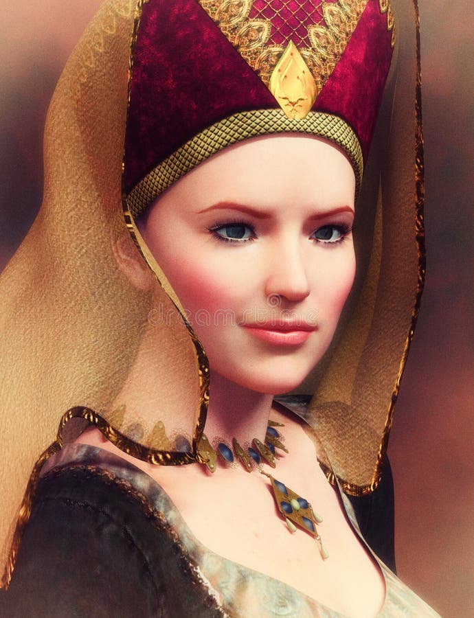 Portrait of a Medieval Lady Stock Illustration - Illustration of ...