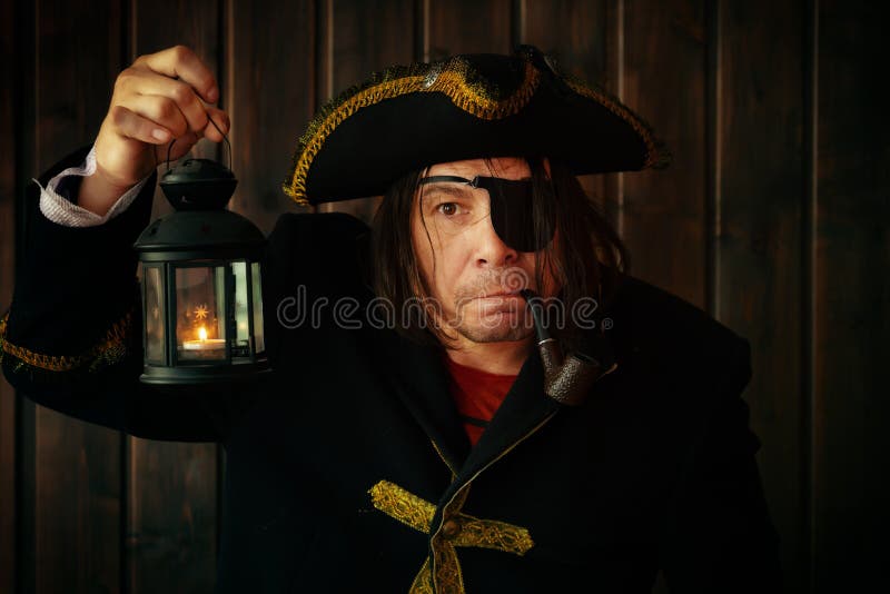 Portrait of a Medieval Pirate Stock Image - Image of black, character ...