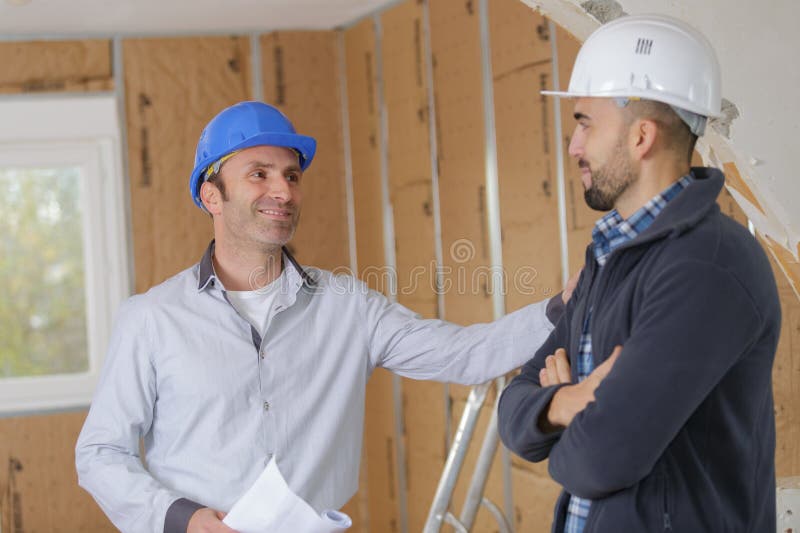 Portrait Men Inspecting House Stock Photo - Image of credit, carpentry ...