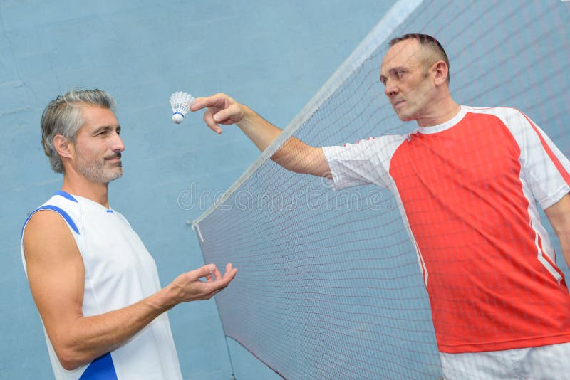 Portrait Men Playing Badminton Stock Image - Image of action, racket ...