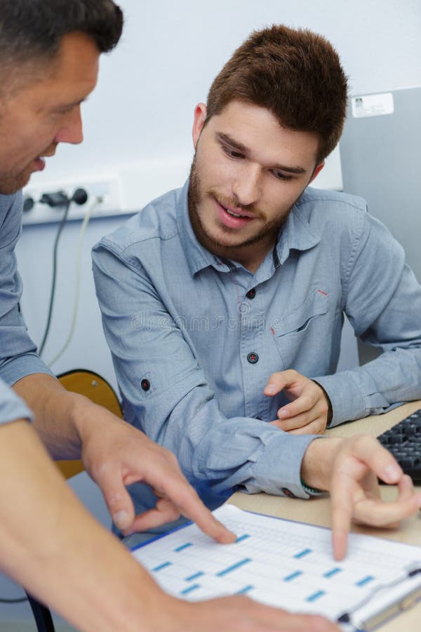 Portrait Men Talking about Planning Stock Image - Image of young ...