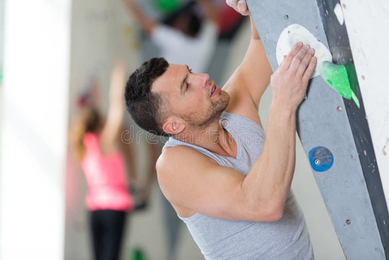 Portrait man on wall stock photo. Image of exercise - 229363852