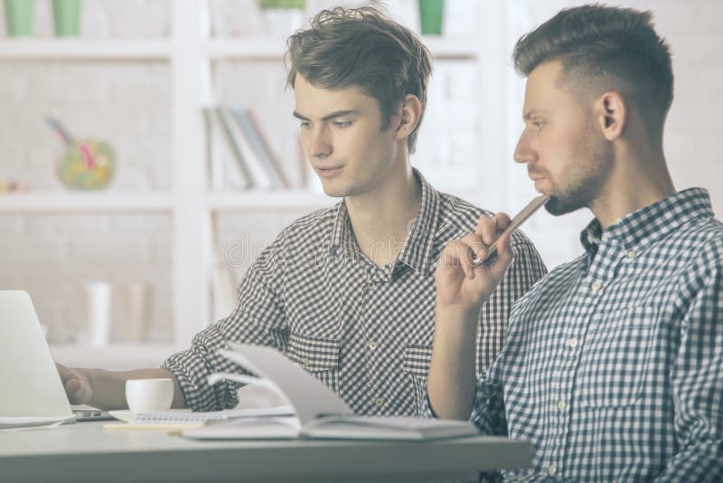 Portrait of Men Working on Project Stock Image - Image of manager ...