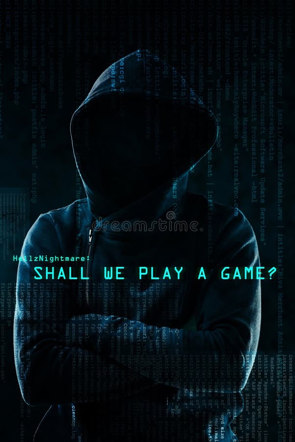 Luring in His Prey. Portrait of a Menacing Computer Hacker Posing ...