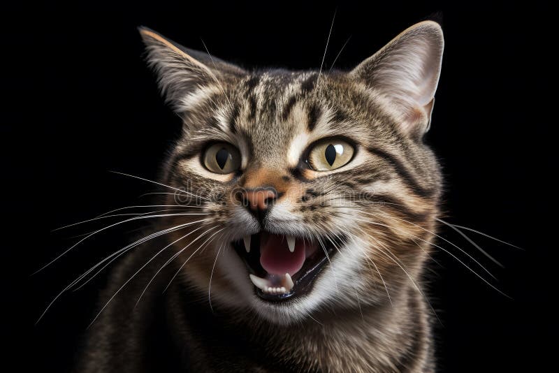 Portrait of a Meowing Tabby Cat. Neural Network AI Generated Stock ...