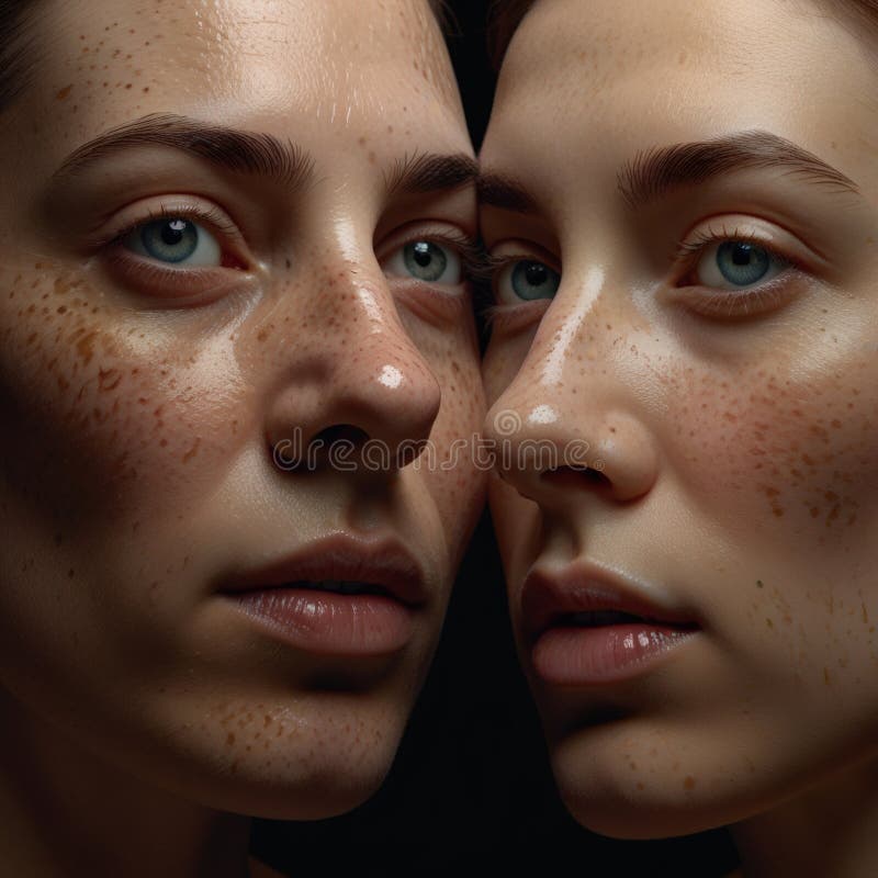 A Portrait of Merging Faces, Haunting and Artistic. Stock Illustration ...