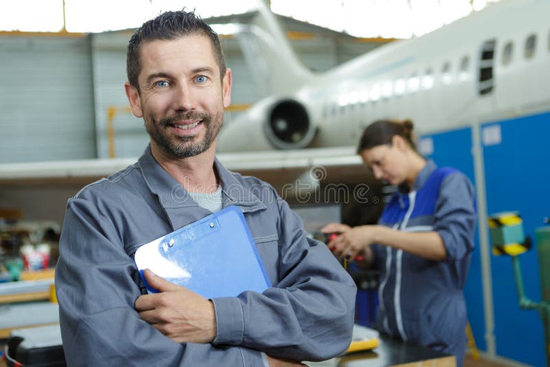 Portrait Middle-aged Male Aviation Engineer Stock Photo - Image of ...