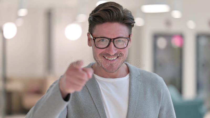 Portrait of Middle Aged Man Pointing Finger at Camera Stock Image ...