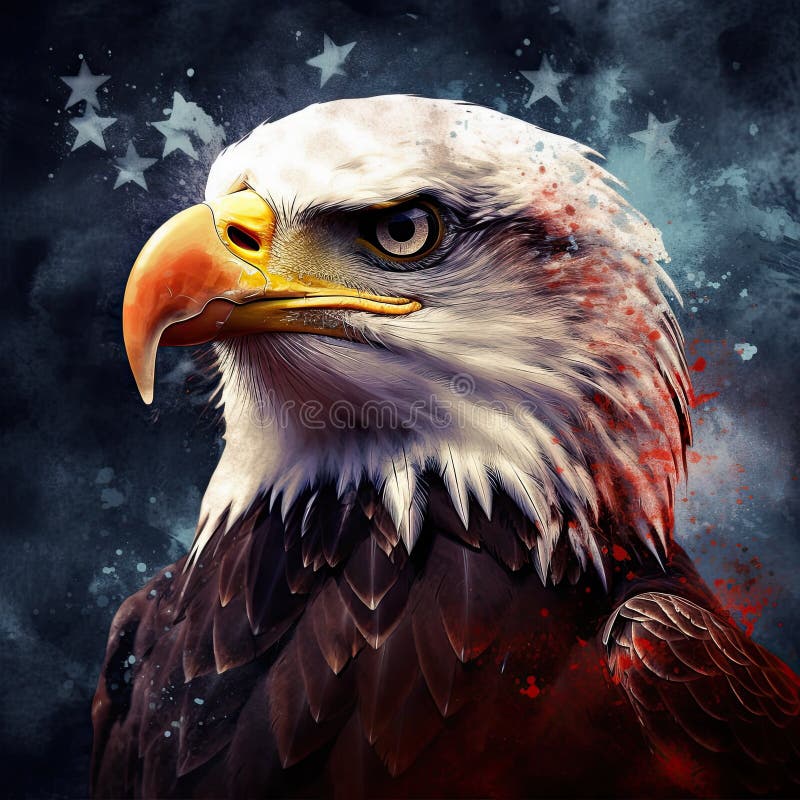 Portrait of Mighty Eagle from USA. Stock Illustration - Illustration of ...