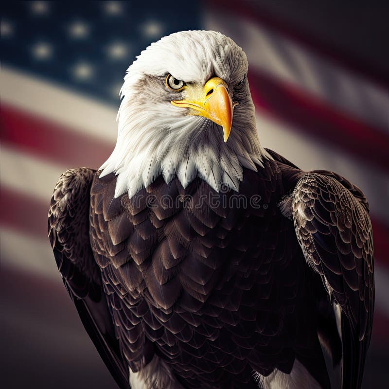 Portrait of Mighty Eagle from USA. Stock Illustration - Illustration of ...