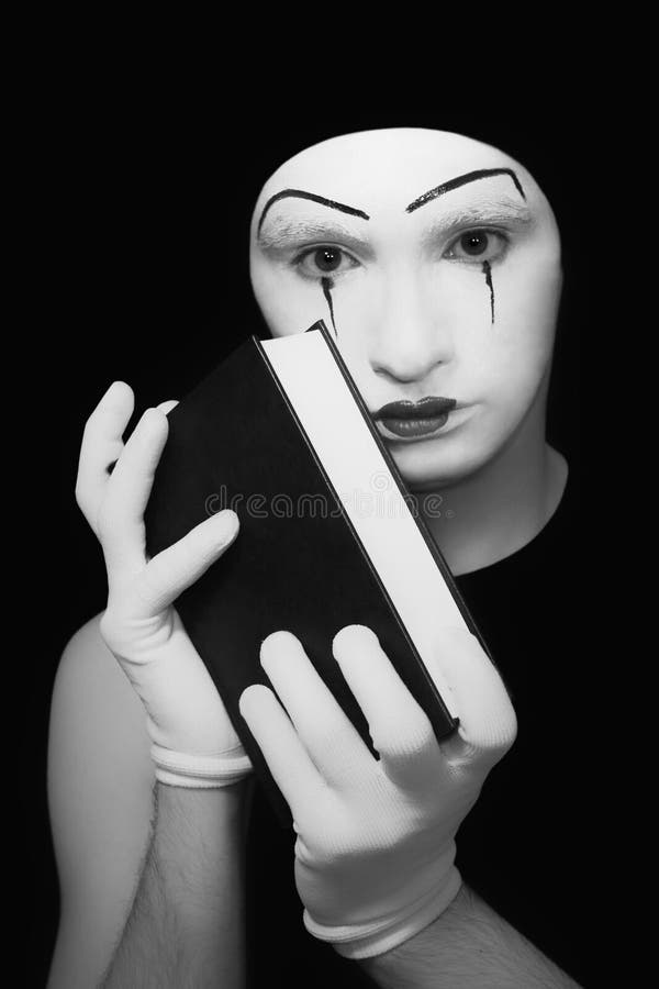 Portrait of Mime with the Book Stock Image - Image of clown, person ...