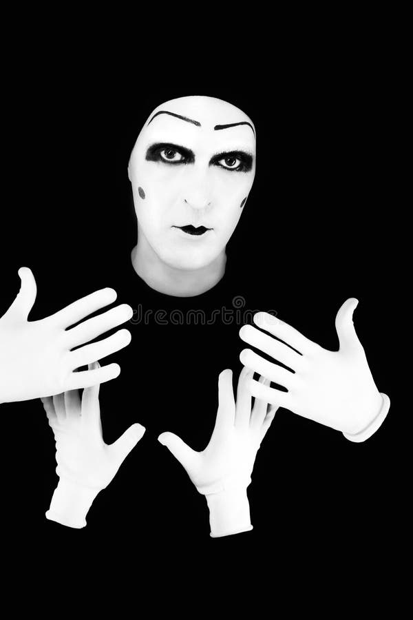 Portrait of the Mime with Four Hands Stock Image - Image of black ...