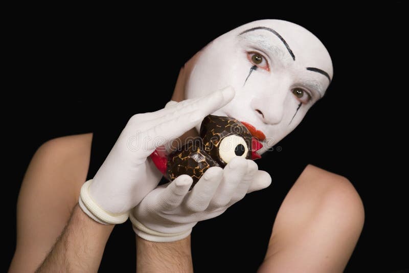 Portrait of the Mime with Toy Birds Stock Photo - Image of black, clown ...