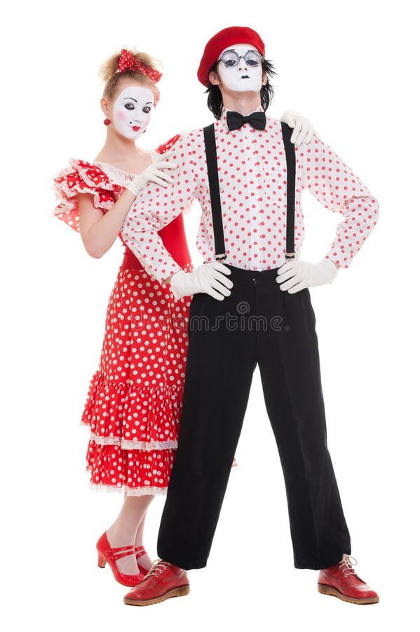Portrait of Mimes. Isolated on White Stock Photo - Image of emotional ...