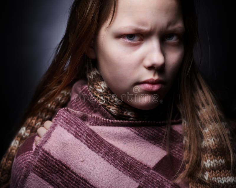Portrait of a Miserable Little Girl Stock Image - Image of miserable ...
