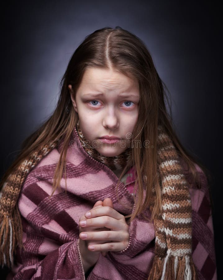 Portrait of a Miserable Little Girl Stock Image - Image of despair ...
