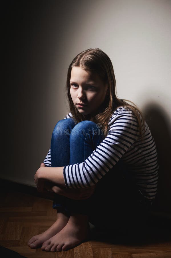 Portrait of a Miserable Little Girl Stock Photo - Image of little ...