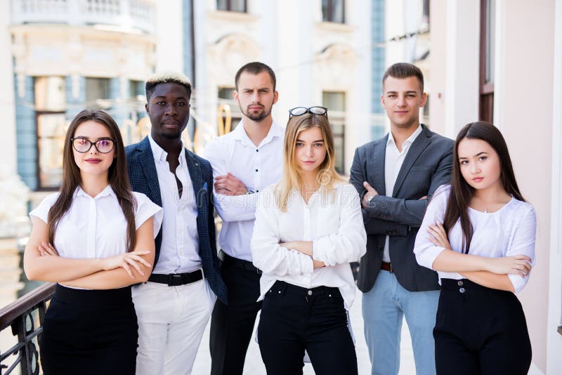 Mixed Team of Business People Discussing Their Ideas in Office Stock ...